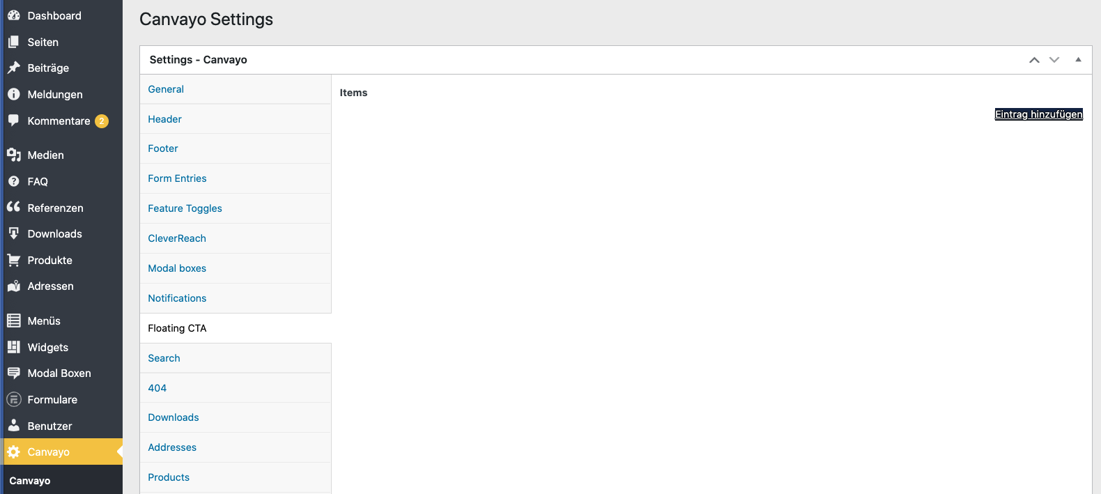 Floating CTA anpassen › CANVAYO – Support