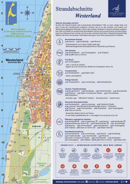 Übersichtskarte Strandabschnitte Westerland | Insel Sylt